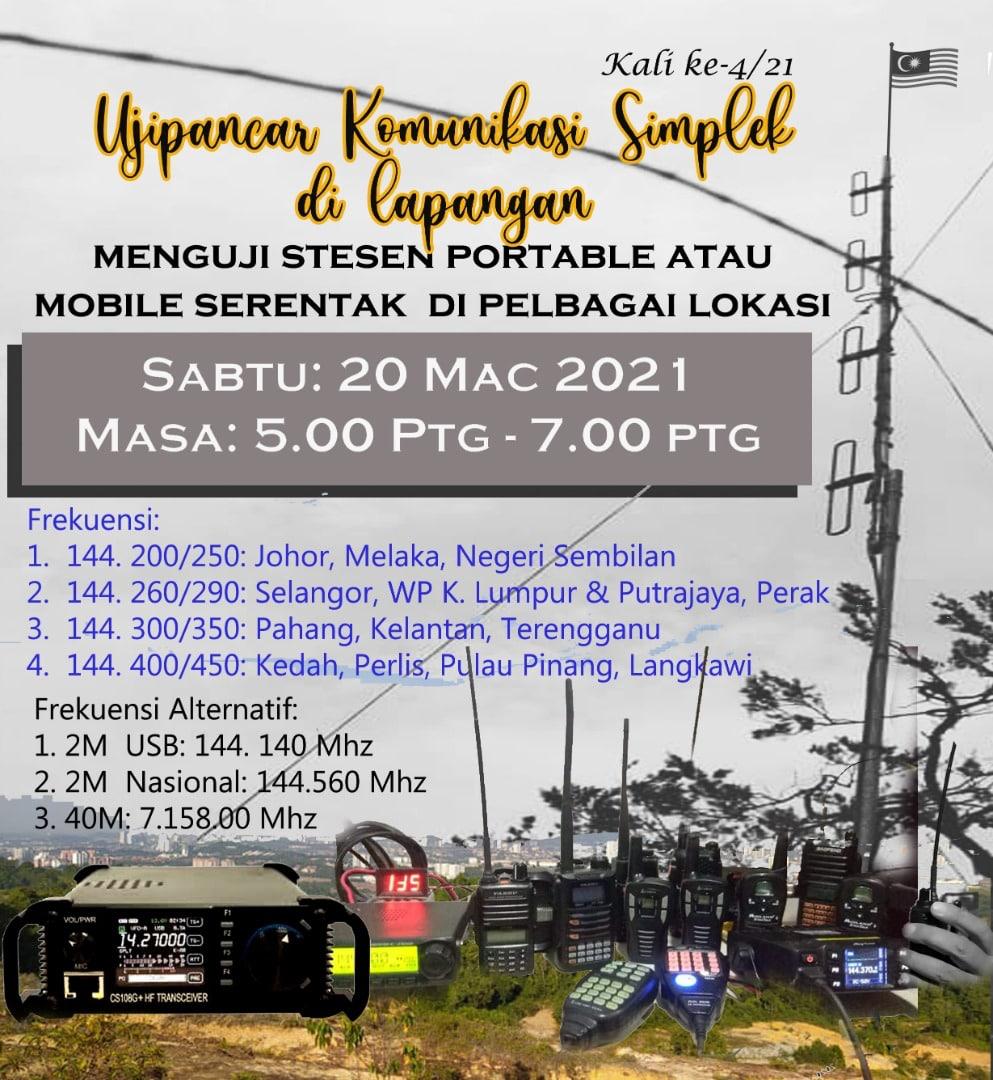 Latihan Simplex Secara Portable pada 20 Mac 2021 – Persatuan Jalur Selatan Radio Amatur Malaysia